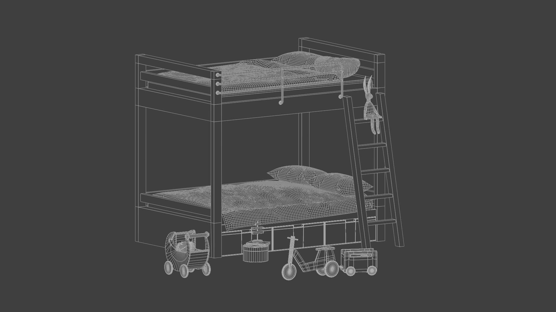 Bunk Bed Set - 3D Model by Aksana3D