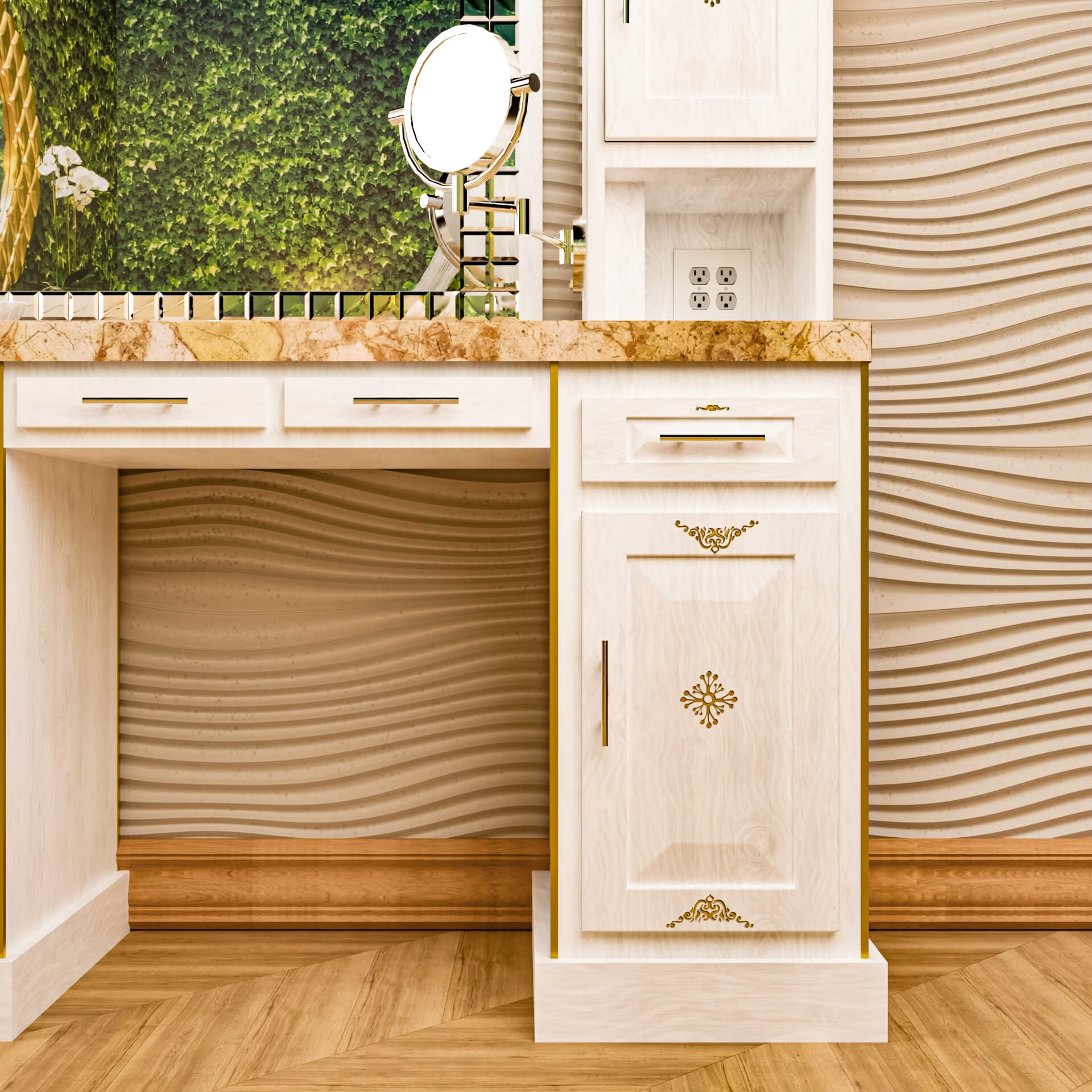 Antique Renaissance Makeup Mirror Vanity Table - 3D Model by AlaaEddineZair