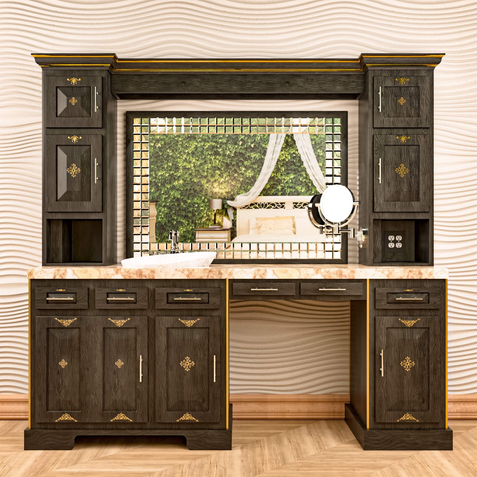 Antique Renaissance Makeup Mirror Vanity Table - 3D Model by AlaaEddineZair