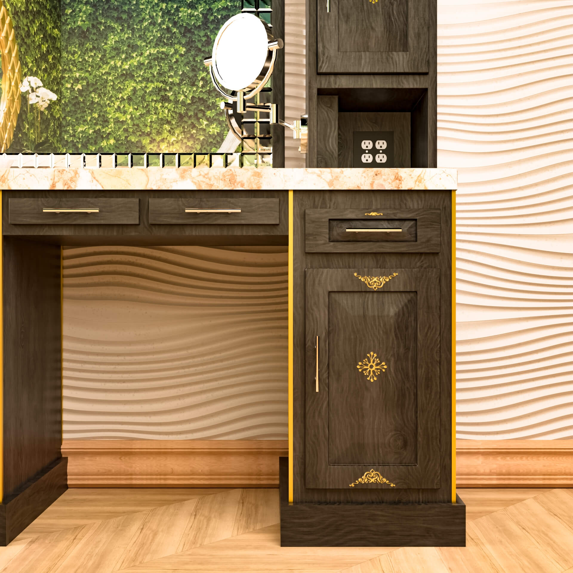 Antique Renaissance Makeup Mirror Vanity Table - 3D Model by AlaaEddineZair