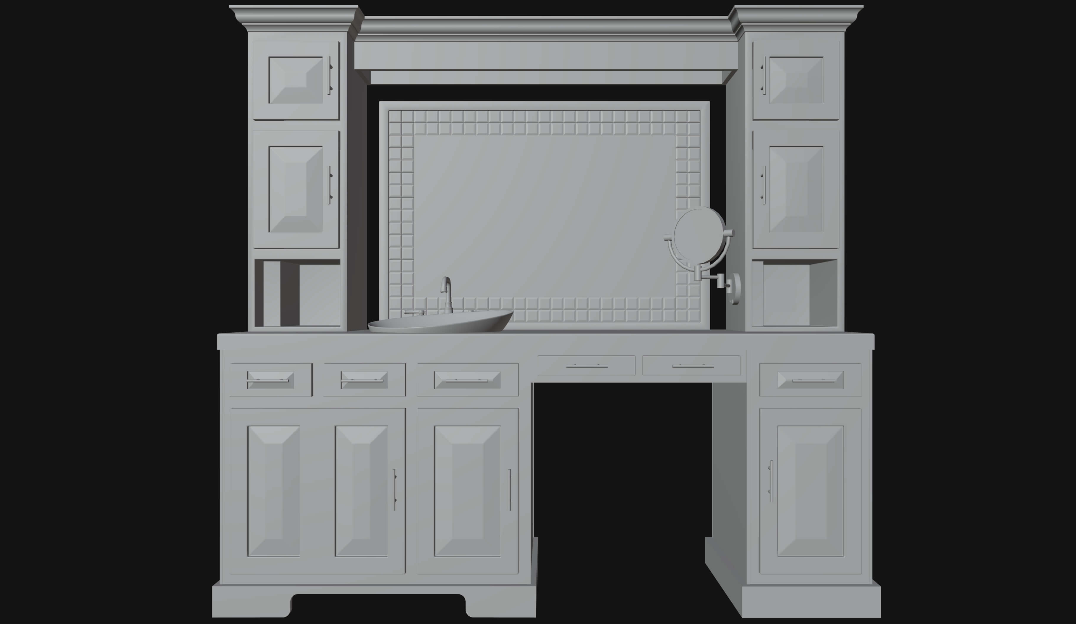 Antique Renaissance Makeup Mirror Vanity Table - 3D Model by AlaaEddineZair