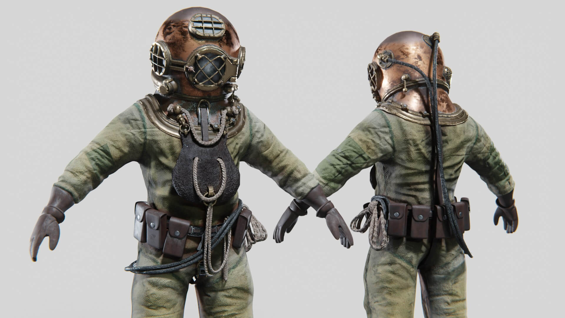 Copper Bronze Diving Suit - 3D Model by Albin