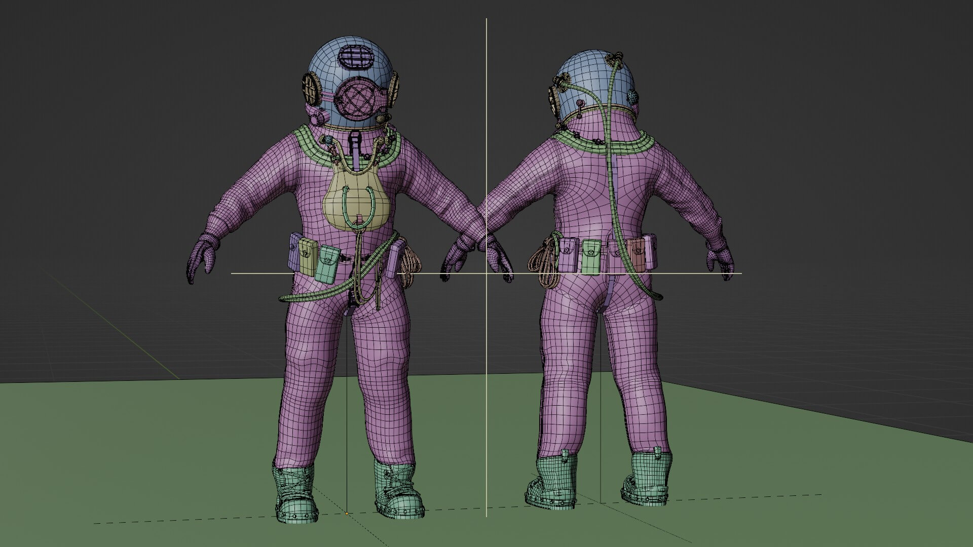 Copper Bronze Diving Suit - 3D Model by Albin