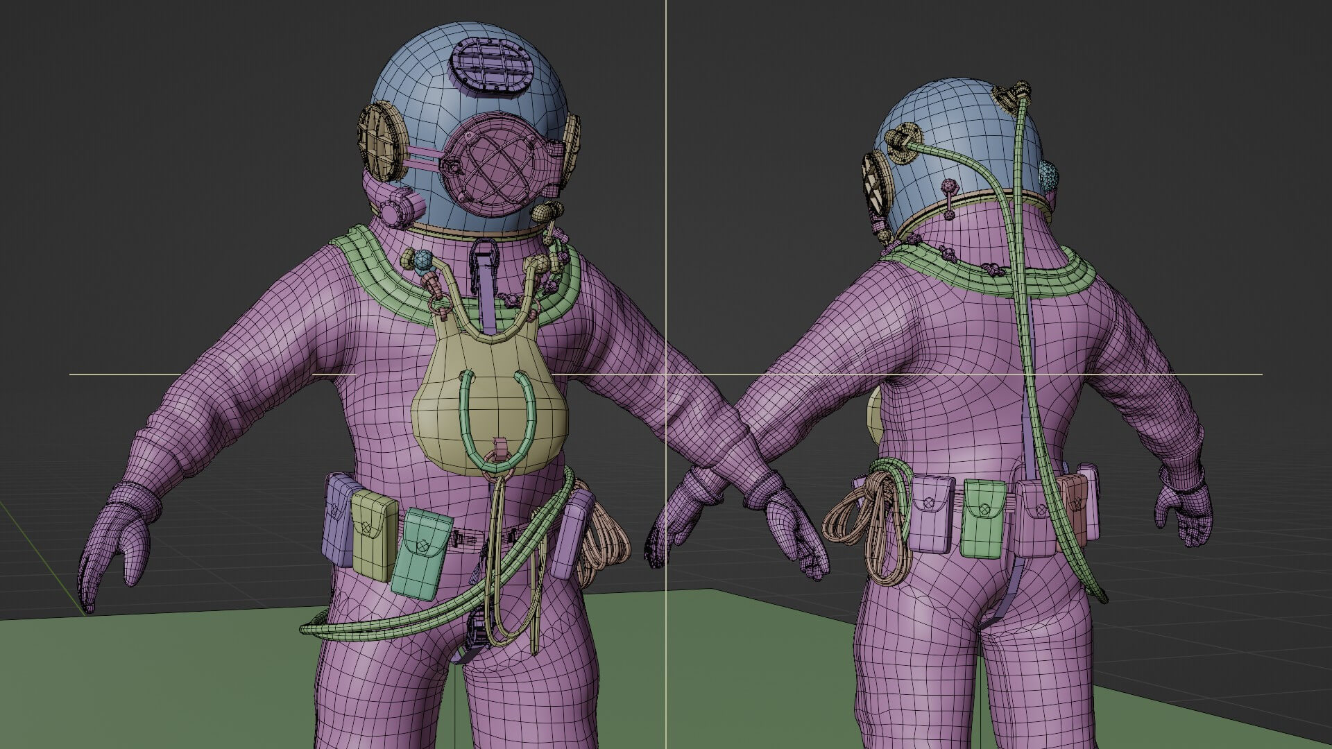 Copper Bronze Diving Suit - 3D Model by Albin