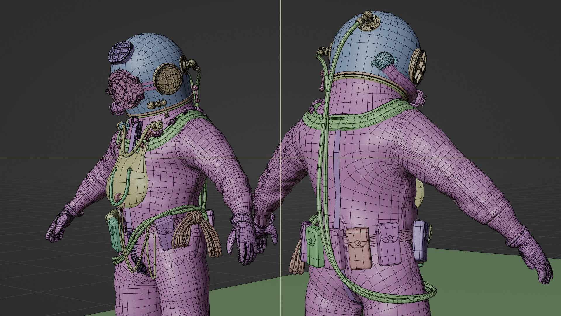 Copper Bronze Diving Suit - 3D Model by Albin