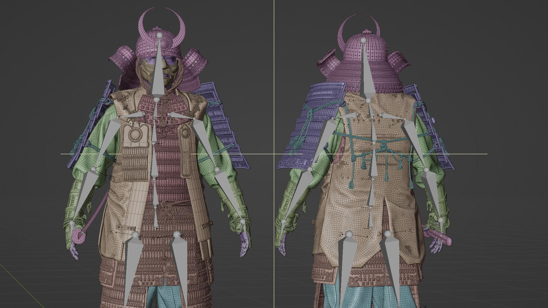 Medieval Japanese Samurai - Rigged 3D Model by Albin