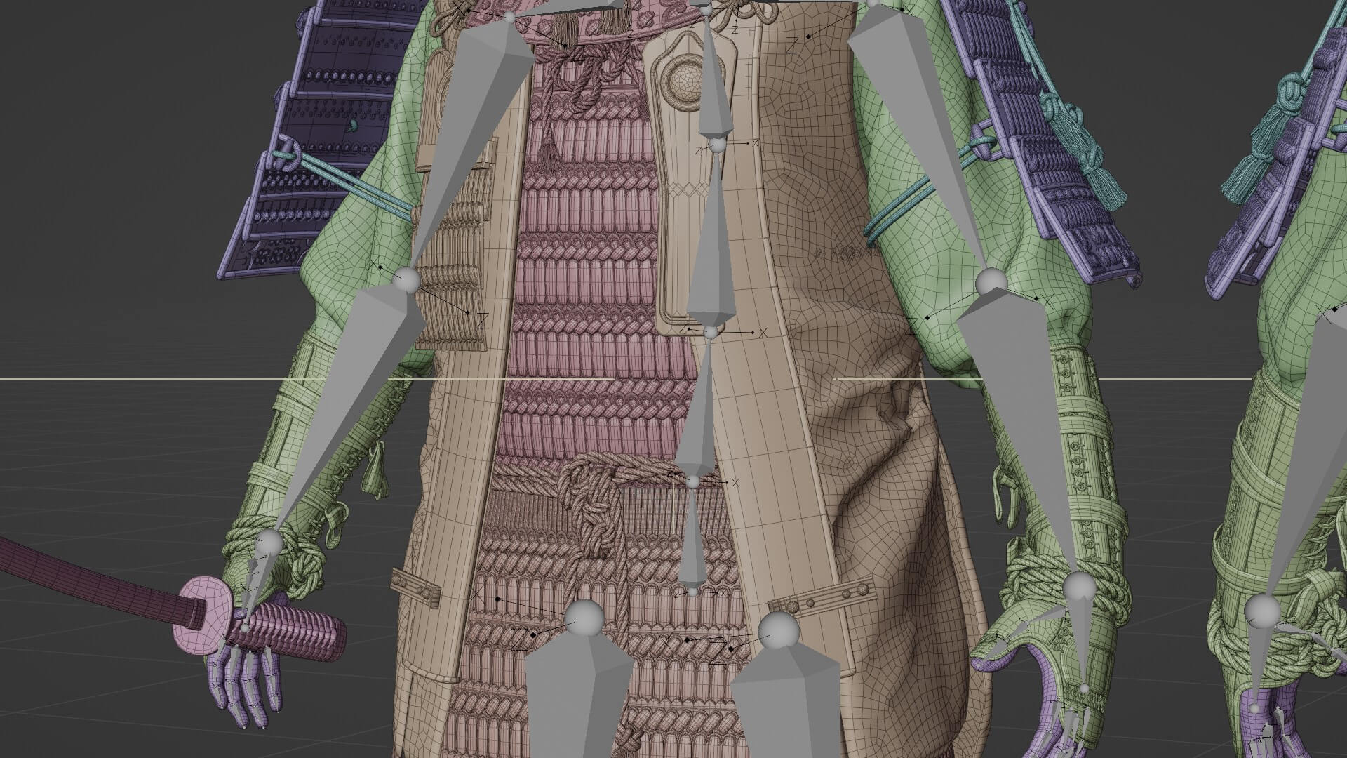 Medieval Japanese Samurai - Rigged 3D Model by Albin