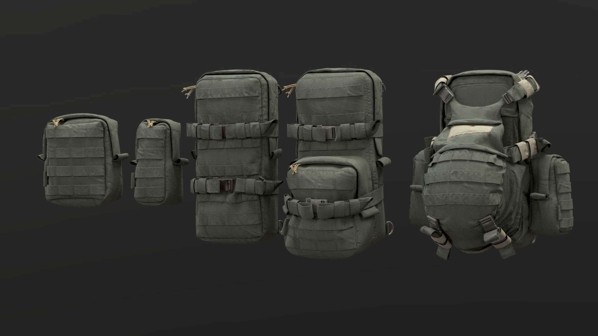 Tactical Cargo Backpack and Bags - 3D Model by Albin