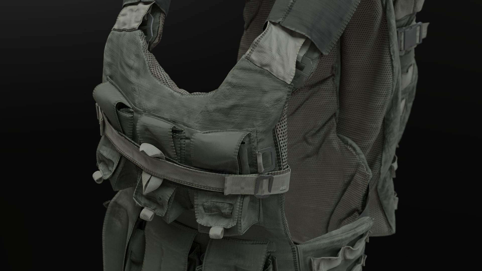 Bulletproof Ballistic Vest with Backpack - 3D Model by Albin