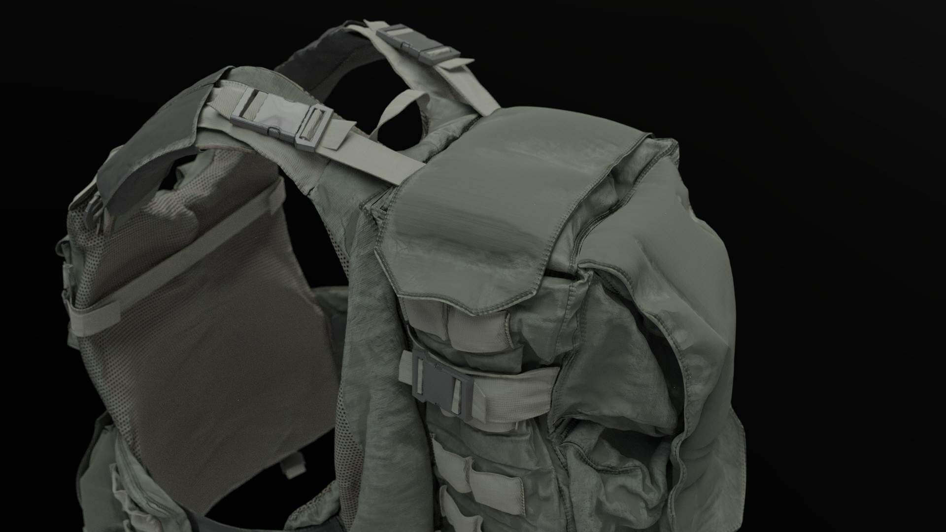 Bulletproof Ballistic Vest with Backpack - 3D Model by Albin