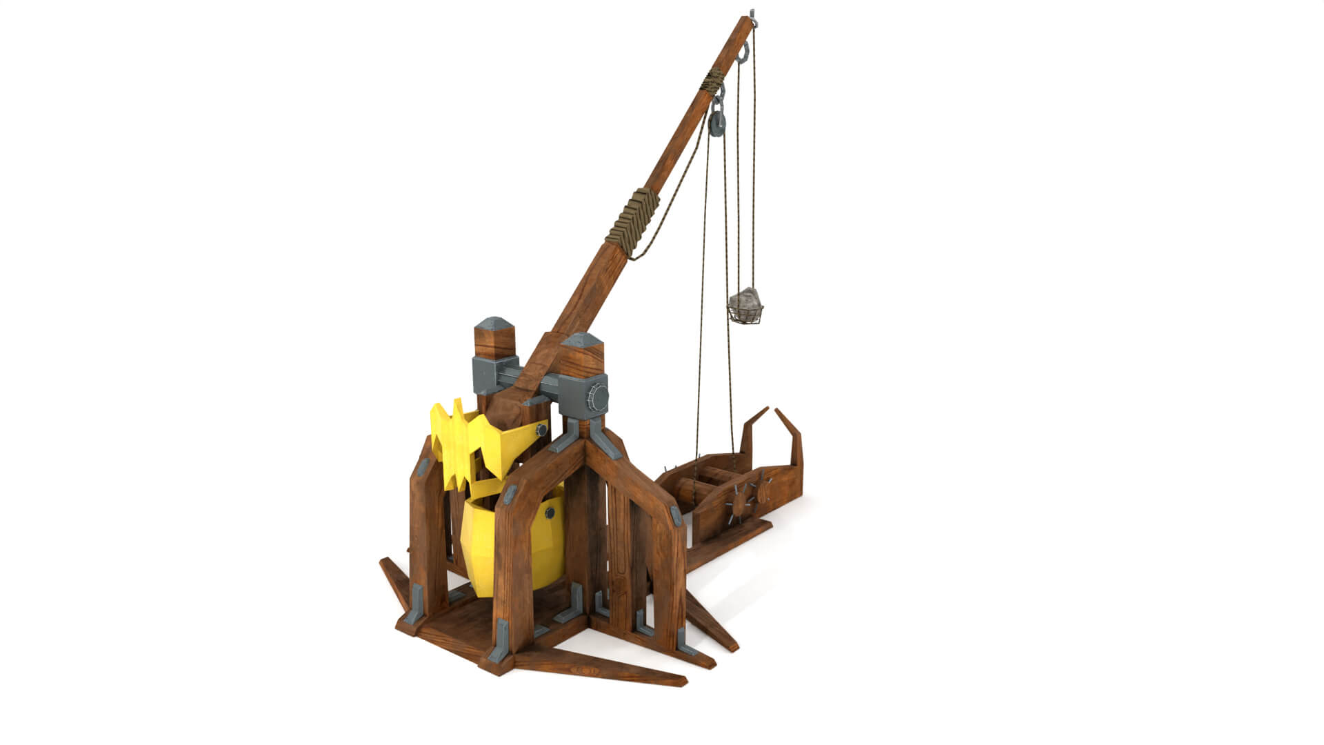 Low Poly Trebuchet With 4K Textures - 3D Model by AleksaT