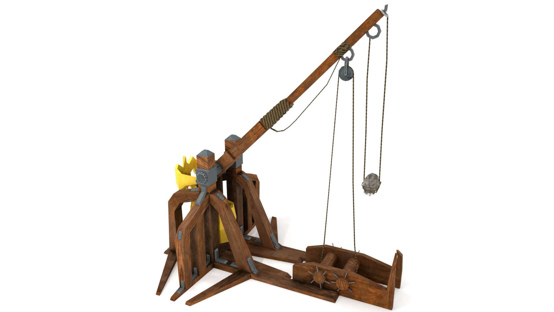 Low Poly Trebuchet With 4K Textures - 3D Model by AleksaT