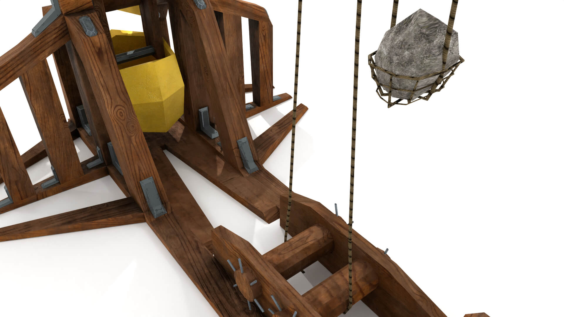 Low Poly Trebuchet With 4K Textures - 3D Model by AleksaT