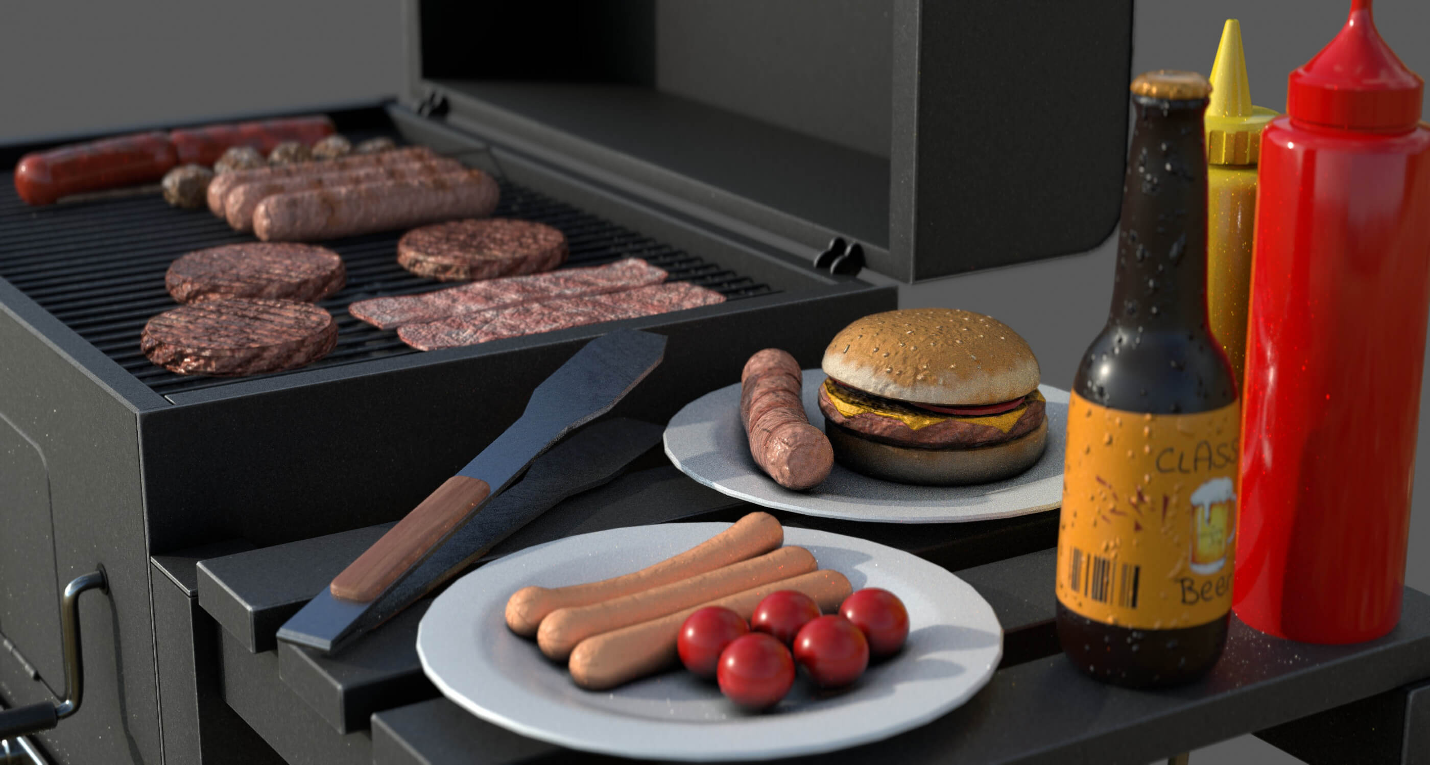 Barbecue With Complements - 3D Model by alenfsl