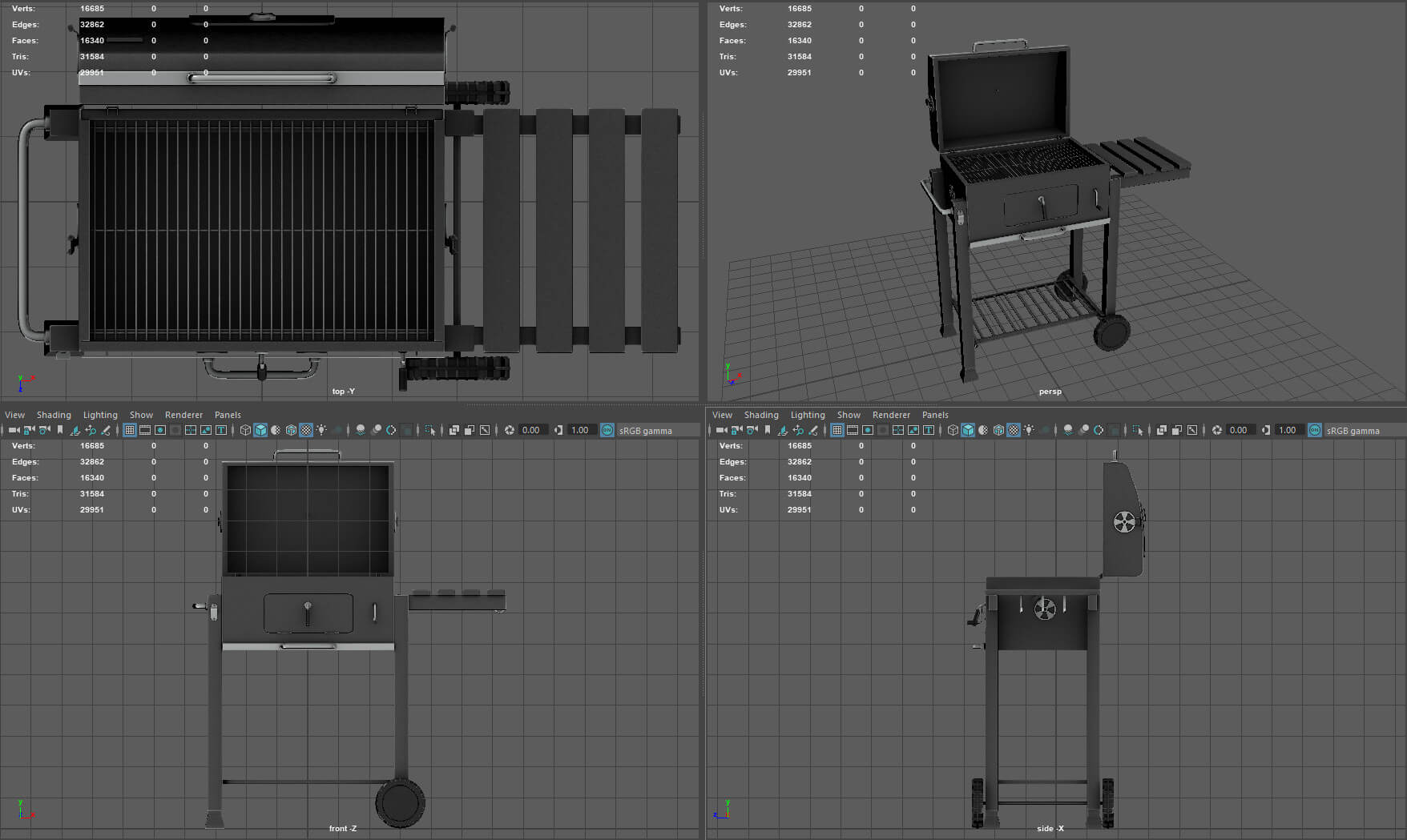 Professional Charcoal Barbecue - 3D Model by alenfsl