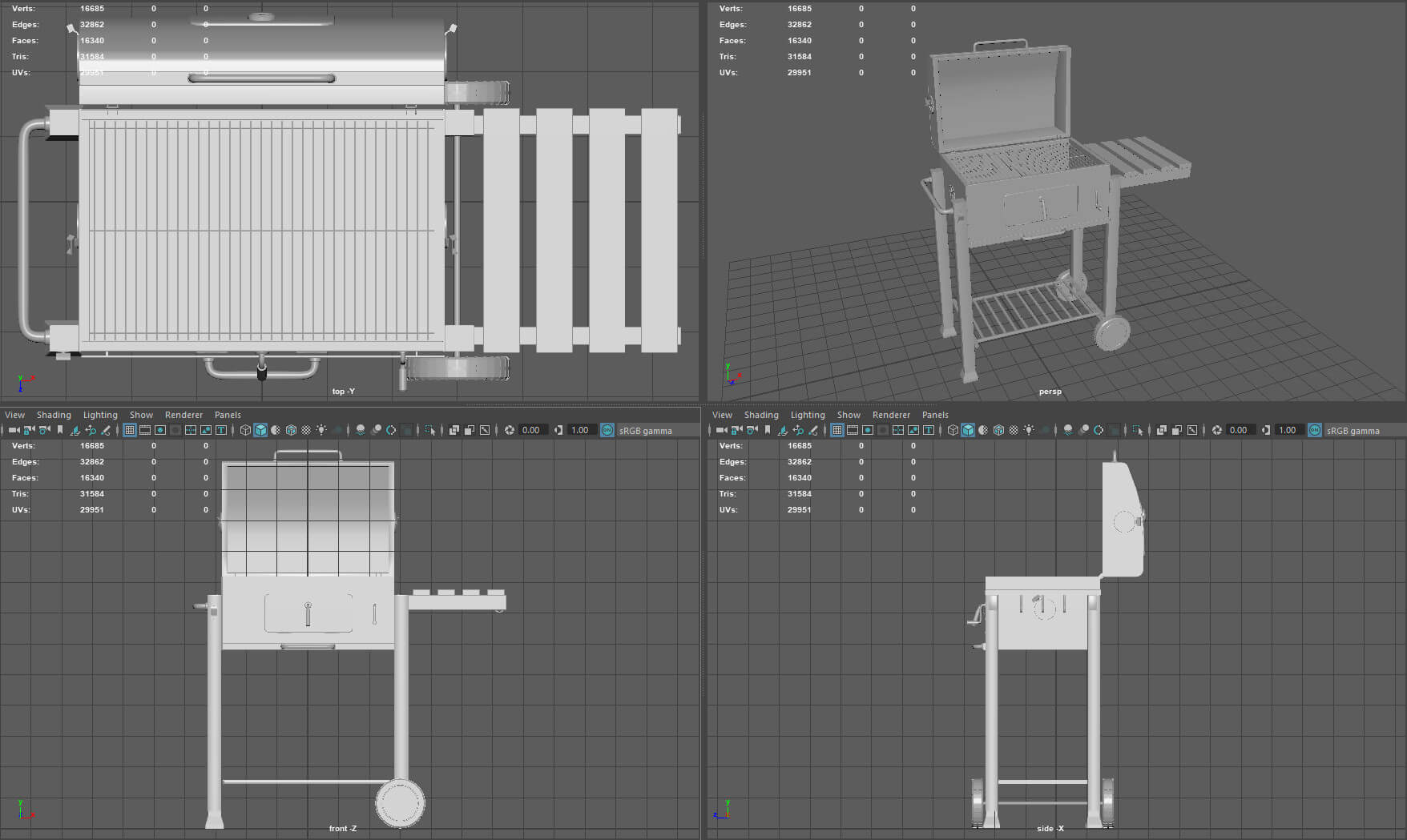 Professional Charcoal Barbecue - 3D Model by alenfsl