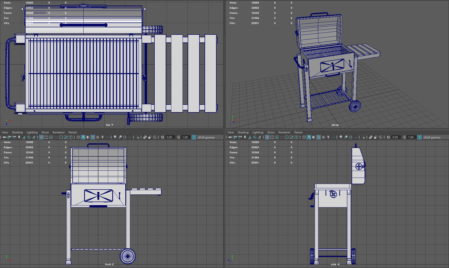 Professional Charcoal Barbecue - 3D Model by alenfsl
