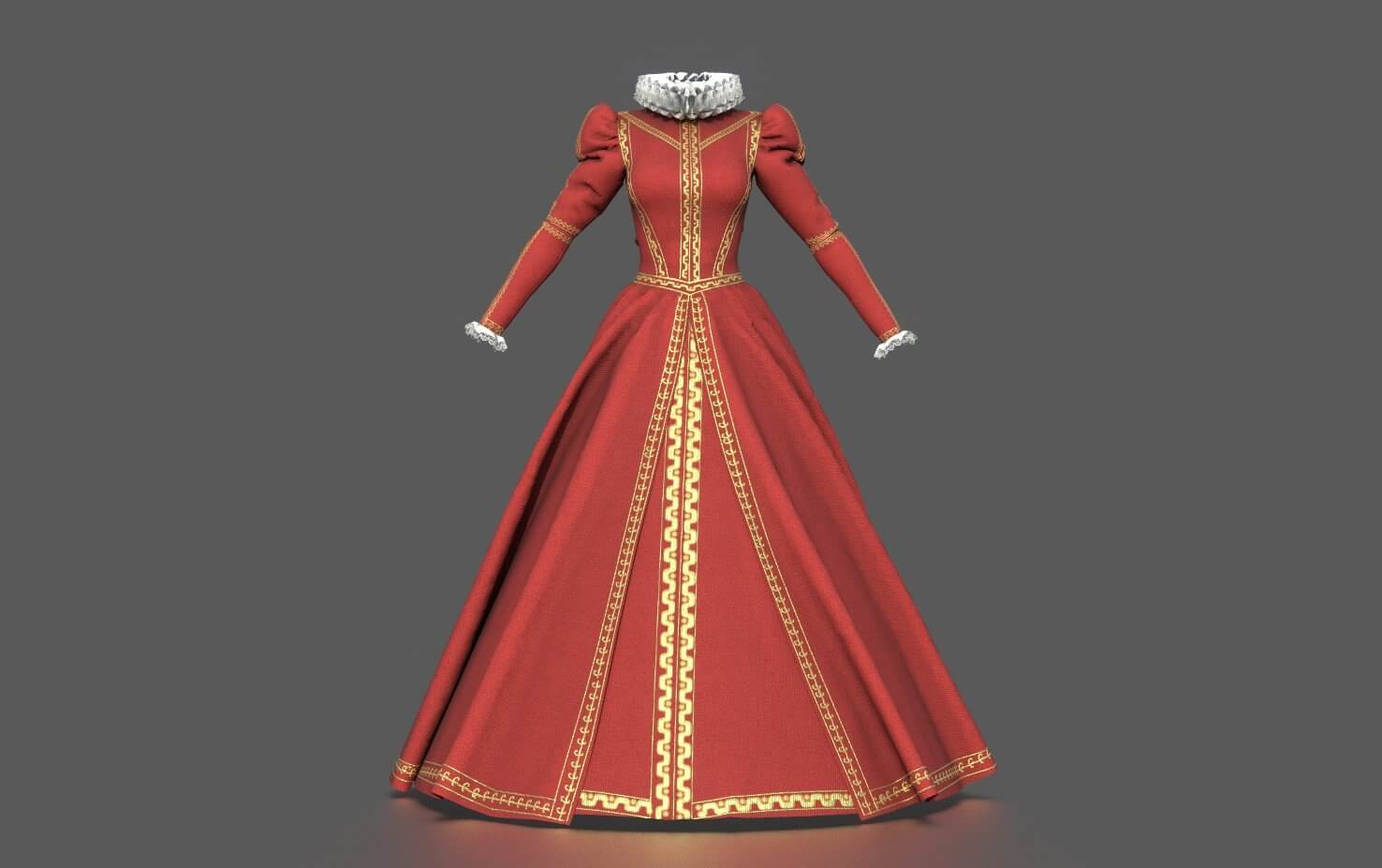 Baroque Dress - 3D Model by alenfsl