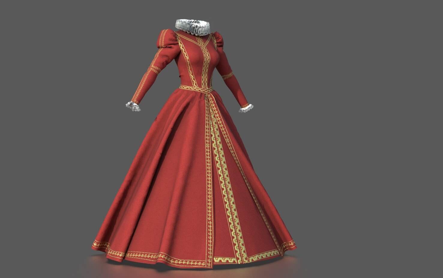 Baroque Dress - 3D Model by alenfsl
