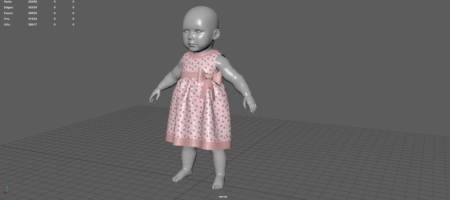 Stylish Children's Dress - 3D Model by alenfsl