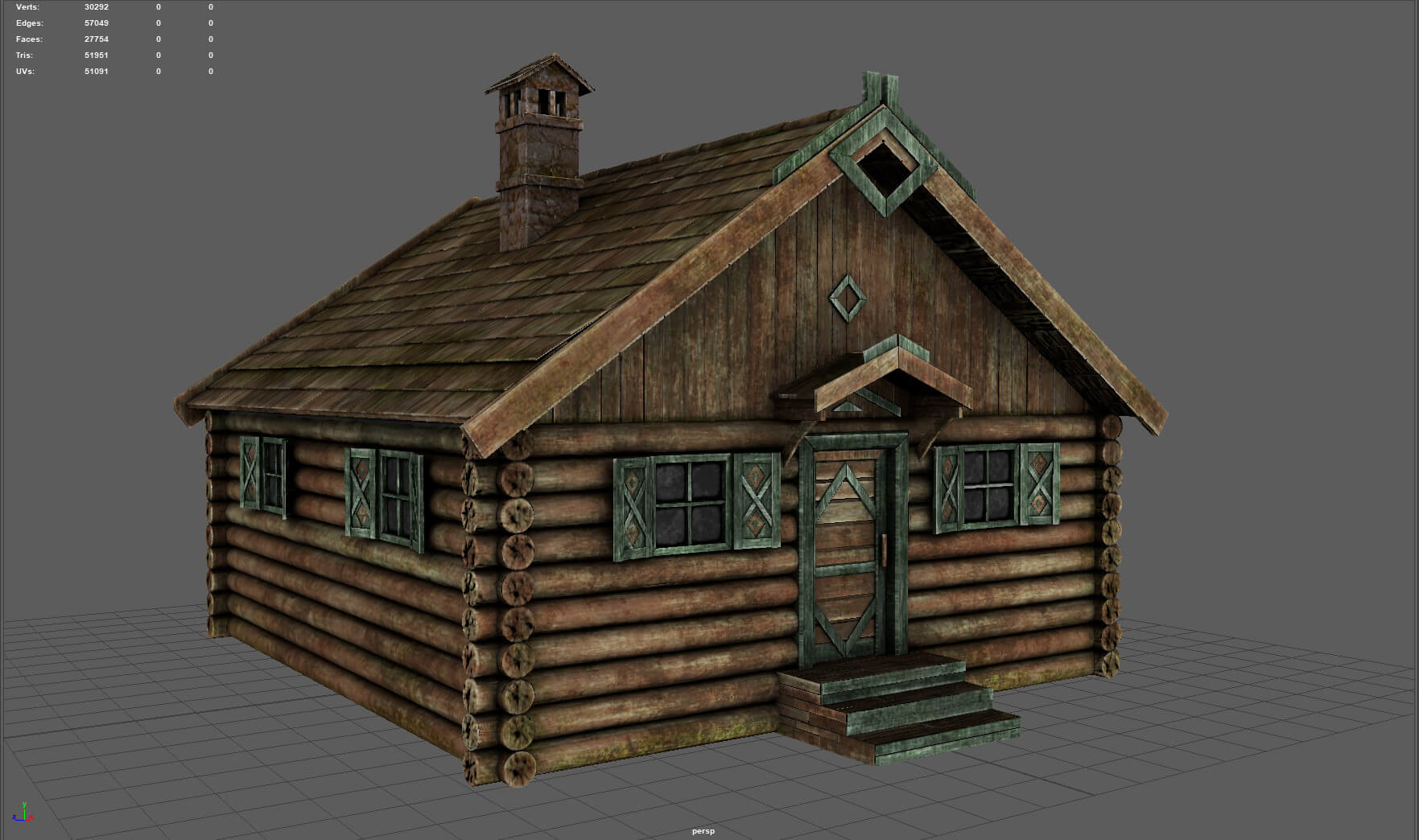 Spring Log Cabin - 3D Model by alenfsl