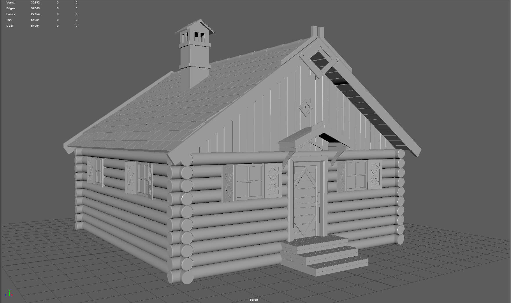 Spring Log Cabin - 3D Model by alenfsl
