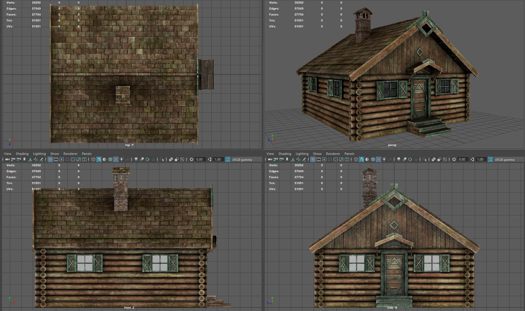 Spring Log Cabin - 3D Model by alenfsl