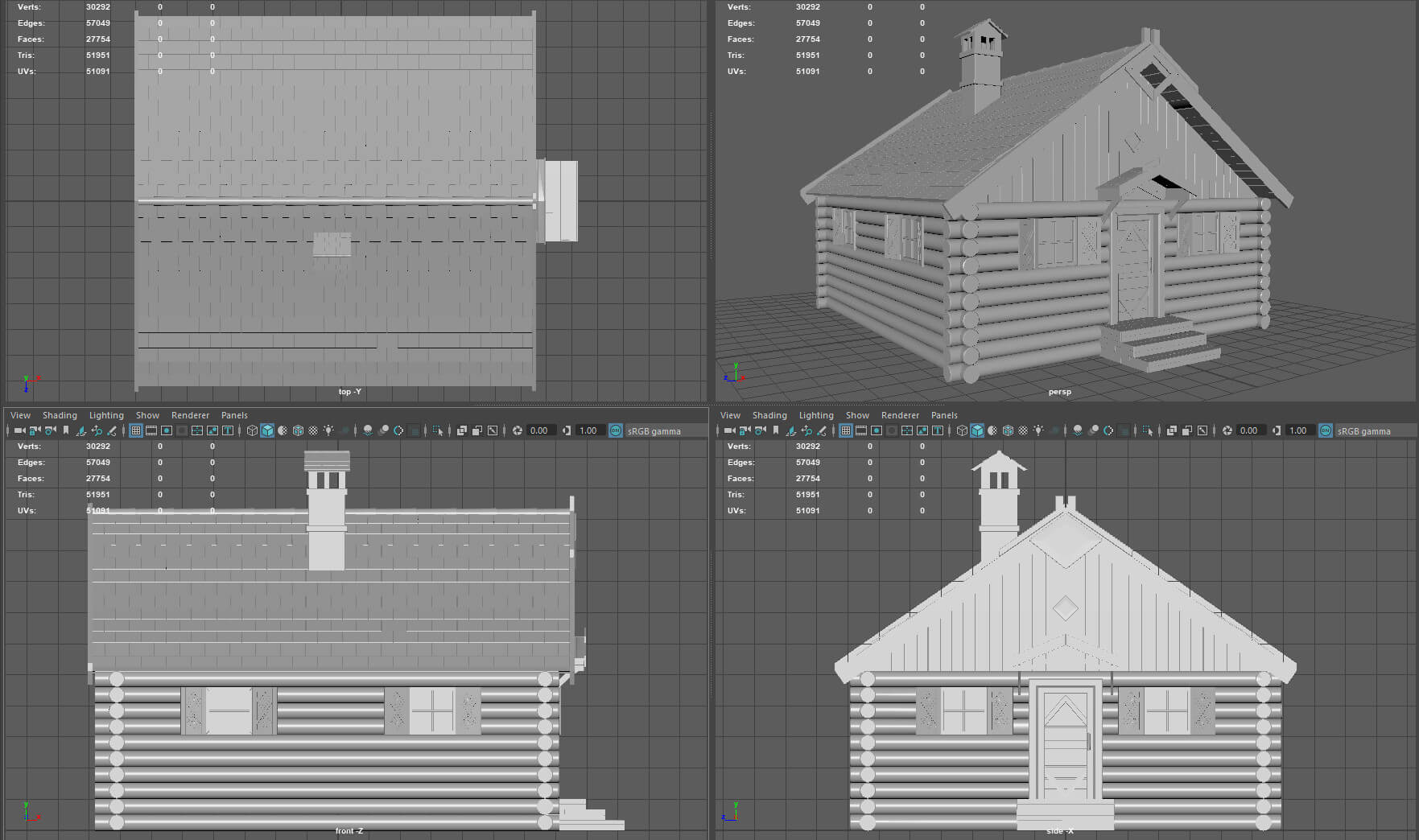 Spring Log Cabin - 3D Model by alenfsl