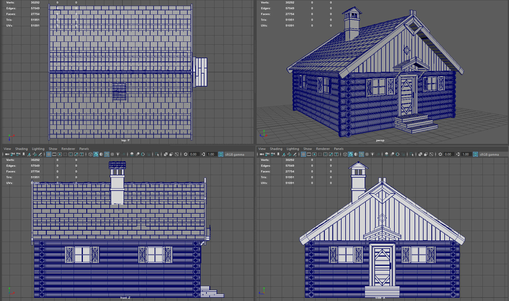 Spring Log Cabin - 3D Model by alenfsl