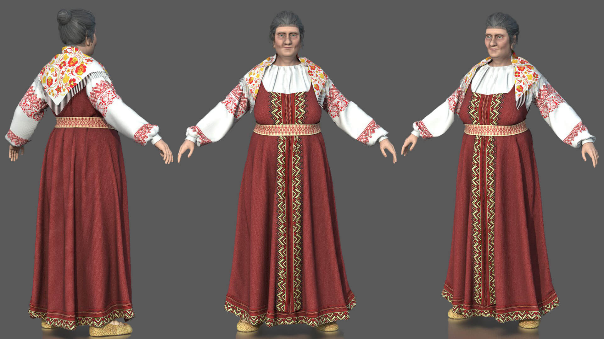 Medieval Elderly Woman - 3D Model by alenfsl