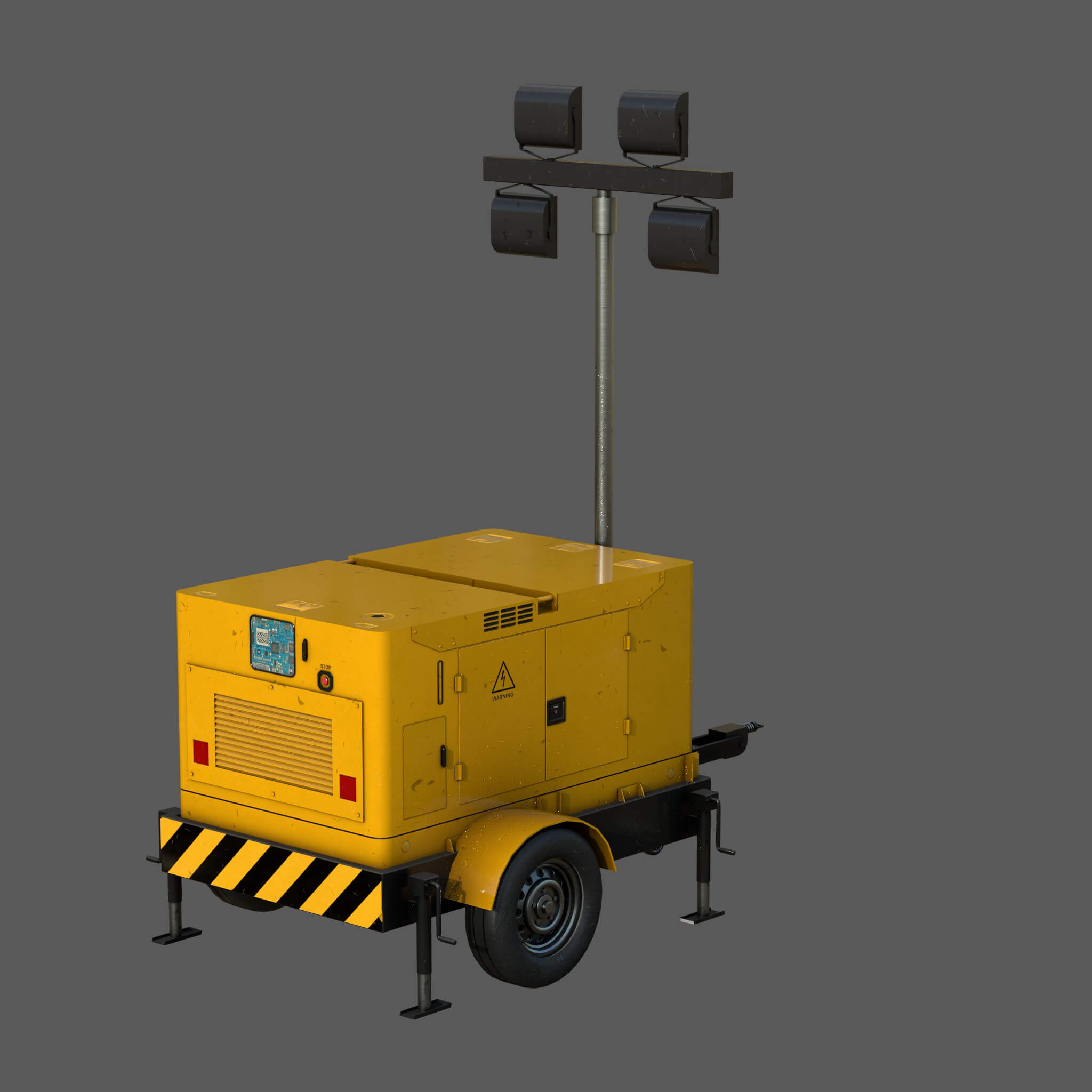 Mobile Lighting Tower - 3D Model by alenfsl