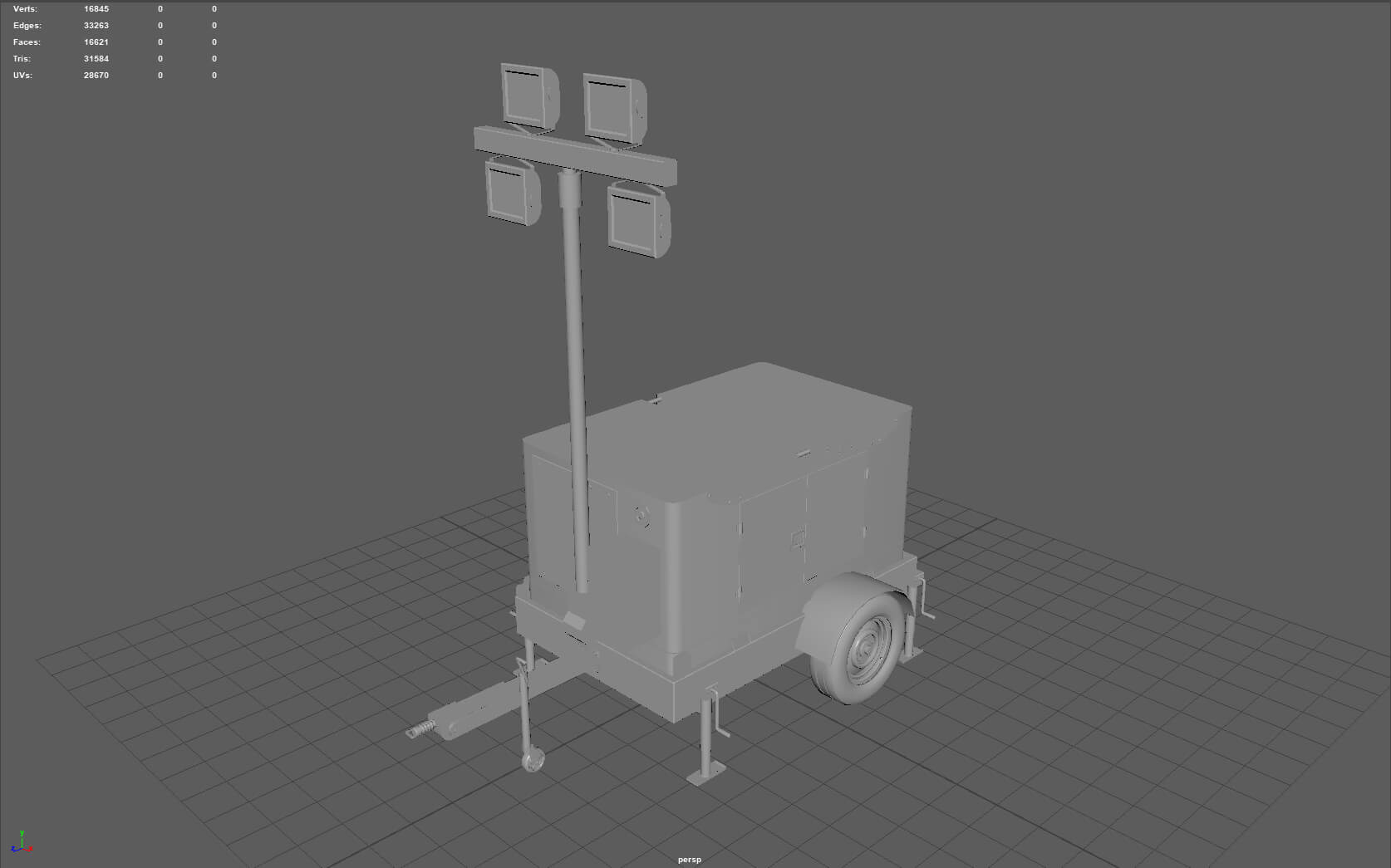 Mobile Lighting Tower - 3D Model by alenfsl