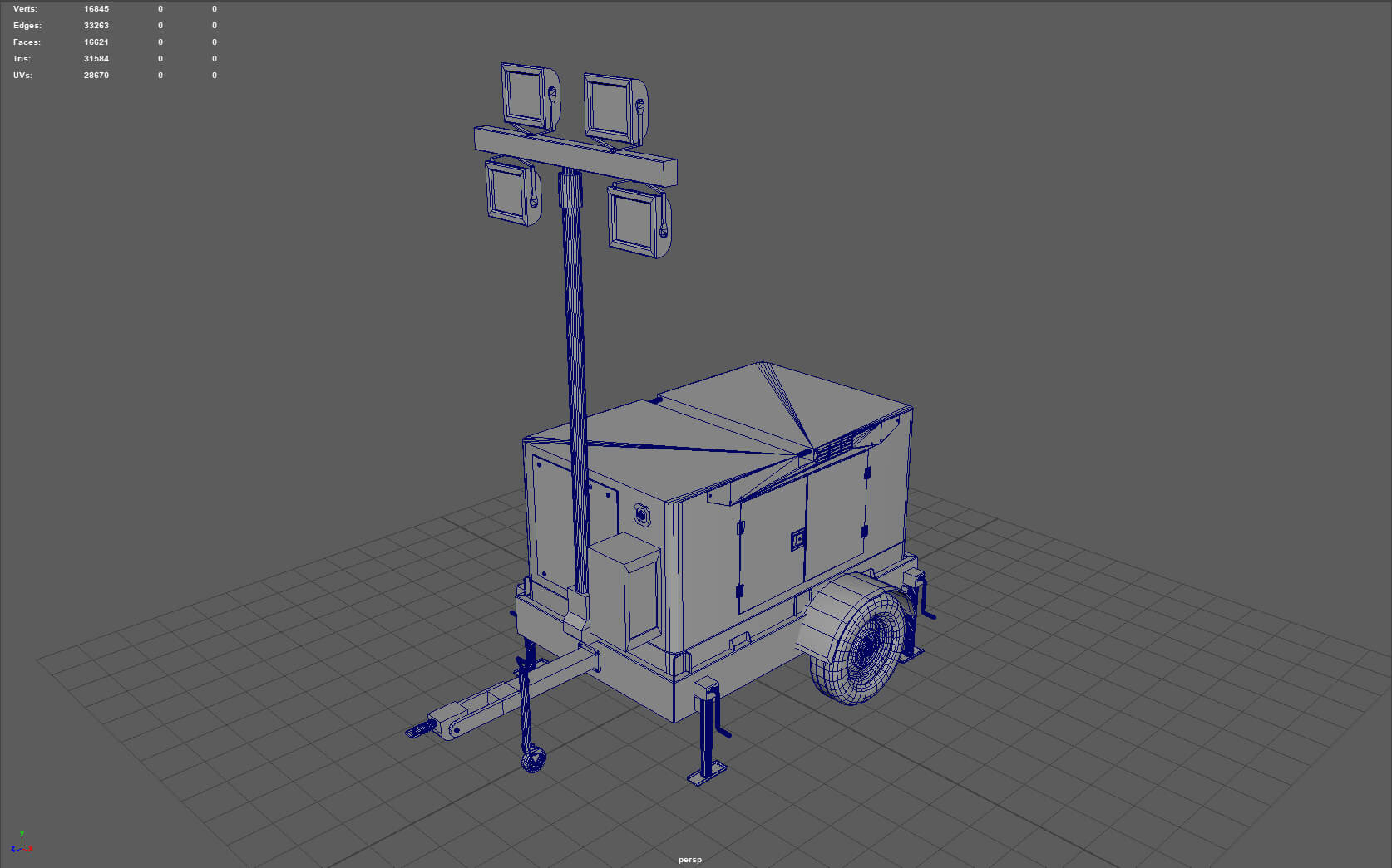 Mobile Lighting Tower - 3D Model by alenfsl