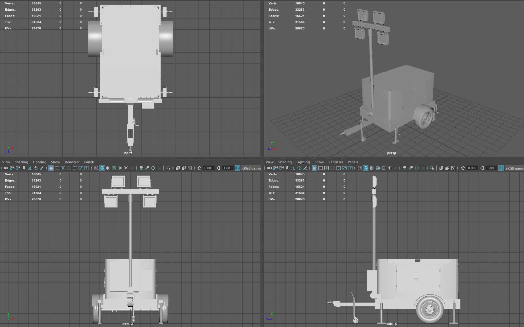 Mobile Lighting Tower - 3D Model by alenfsl