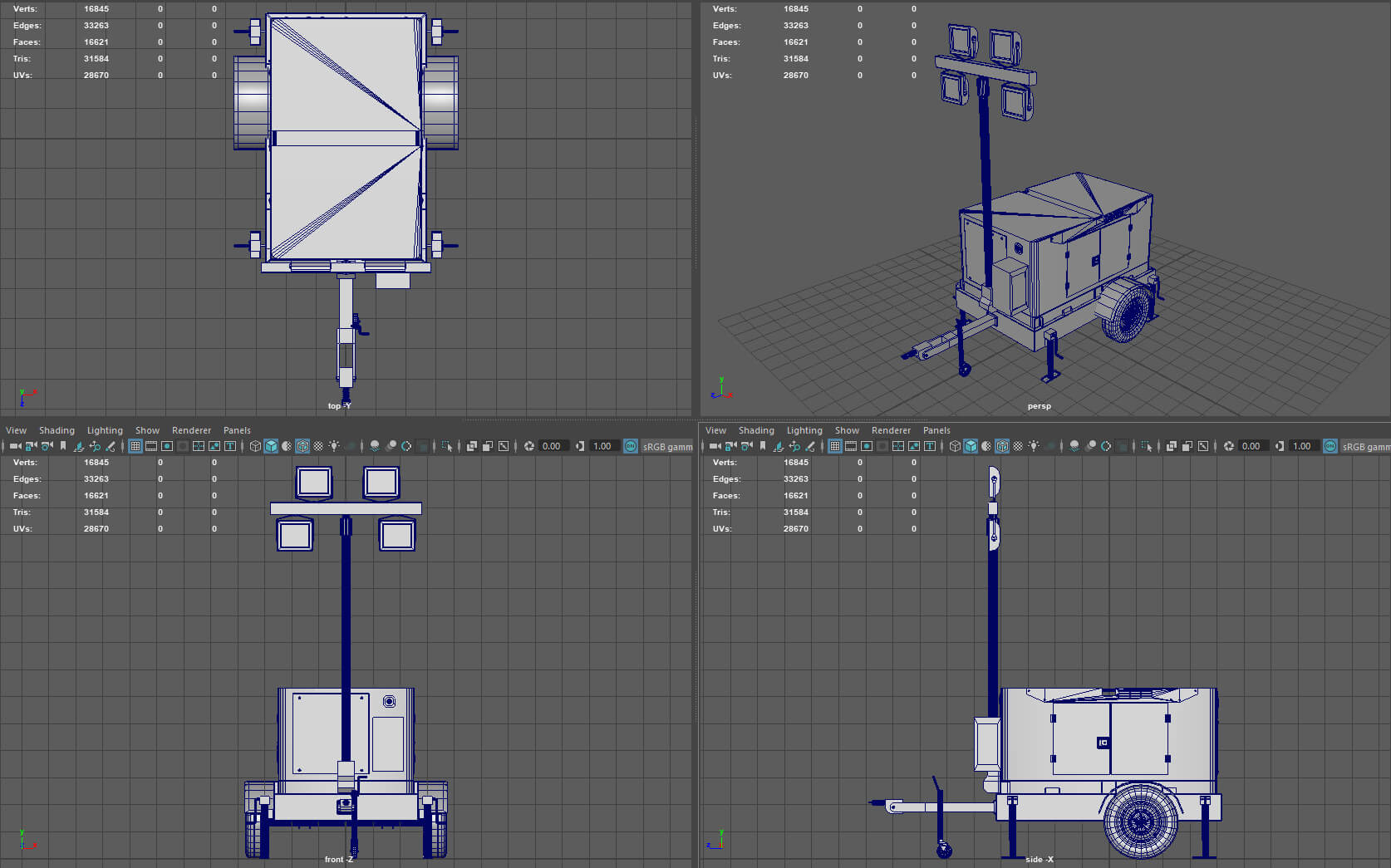 Mobile Lighting Tower - 3D Model by alenfsl