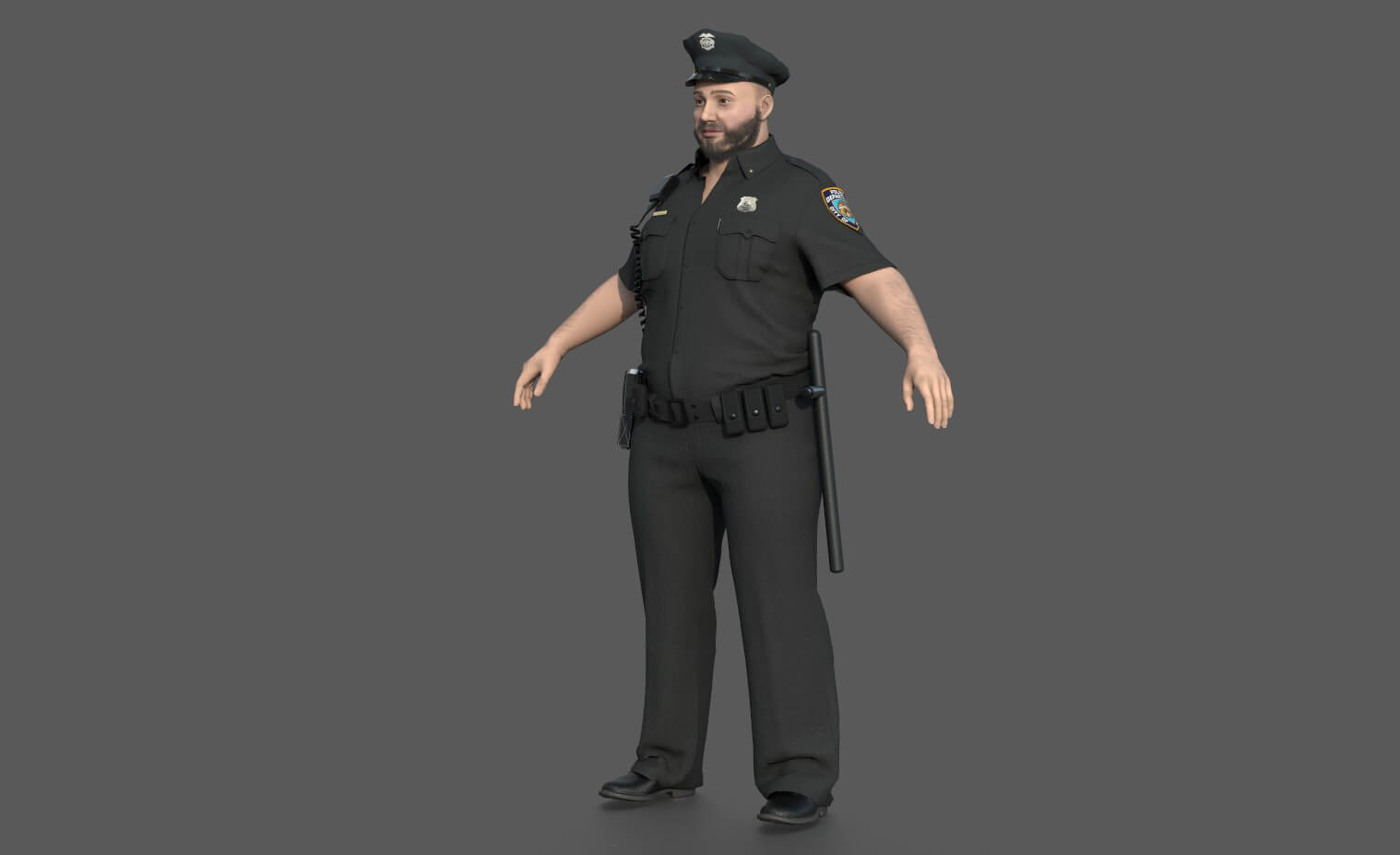Police Officer 2 Black Uniform - 3D Model by alenfsl