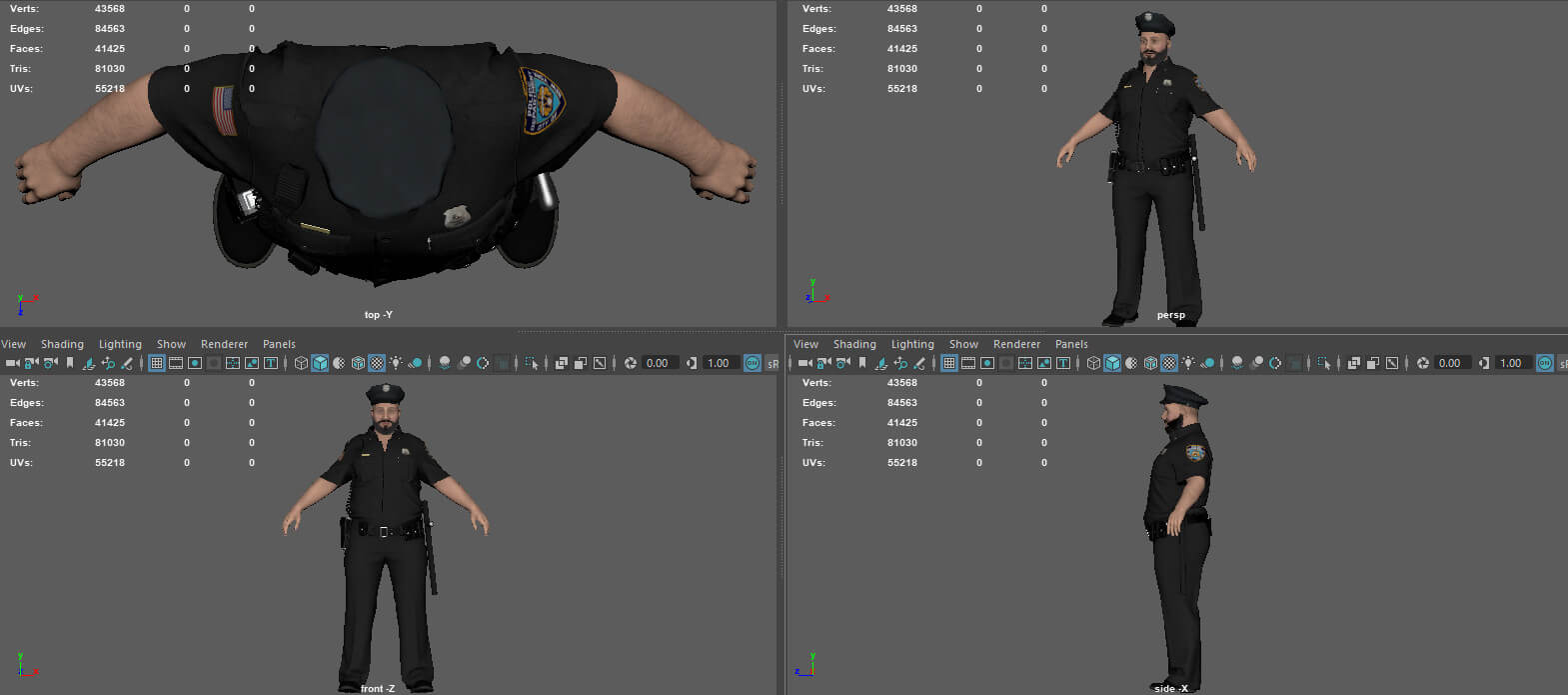 Police Officer 2 Black Uniform - 3D Model by alenfsl