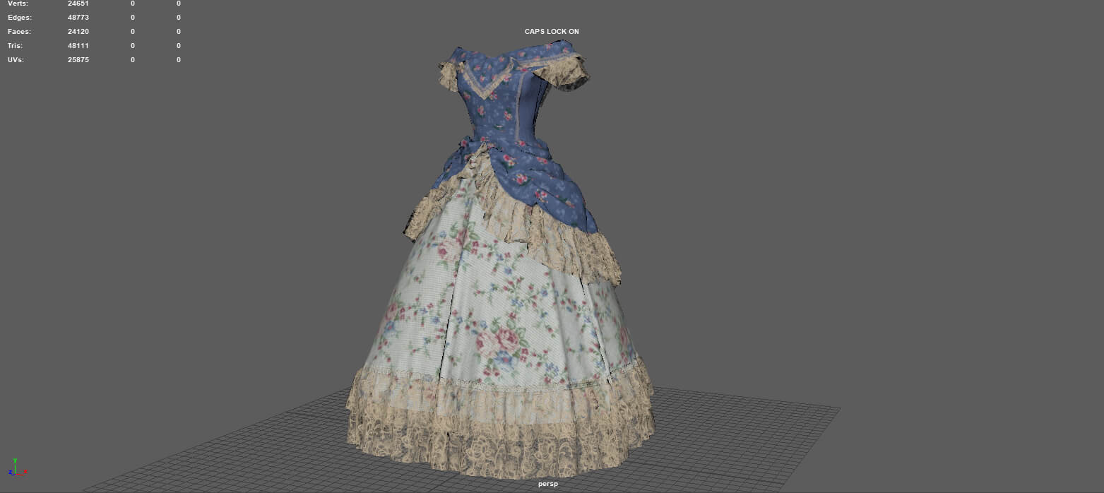 Rococo Era Dress - 3D Model by alenfsl