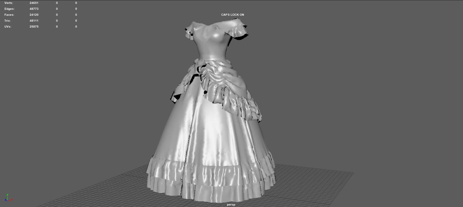 Rococo Era Dress - 3D Model by alenfsl