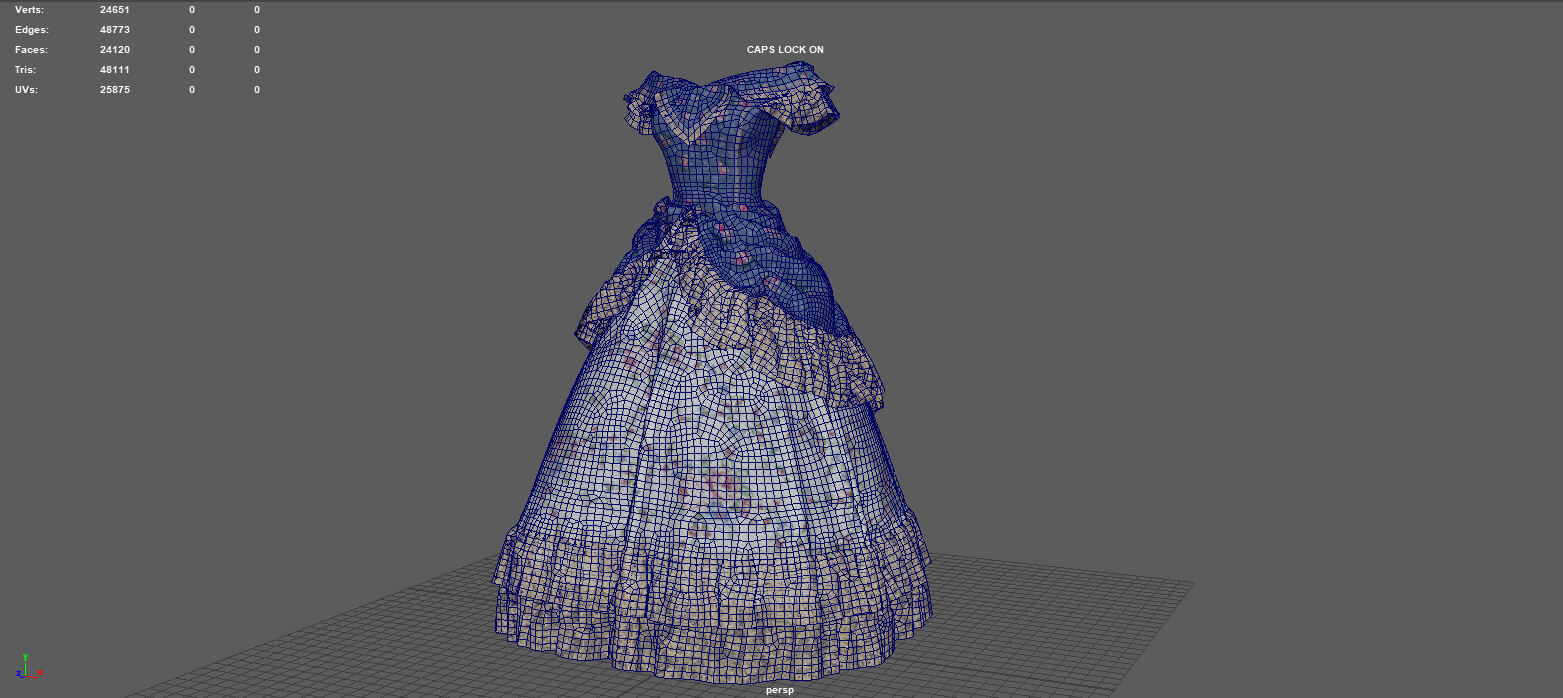 Rococo Era Dress - 3D Model by alenfsl