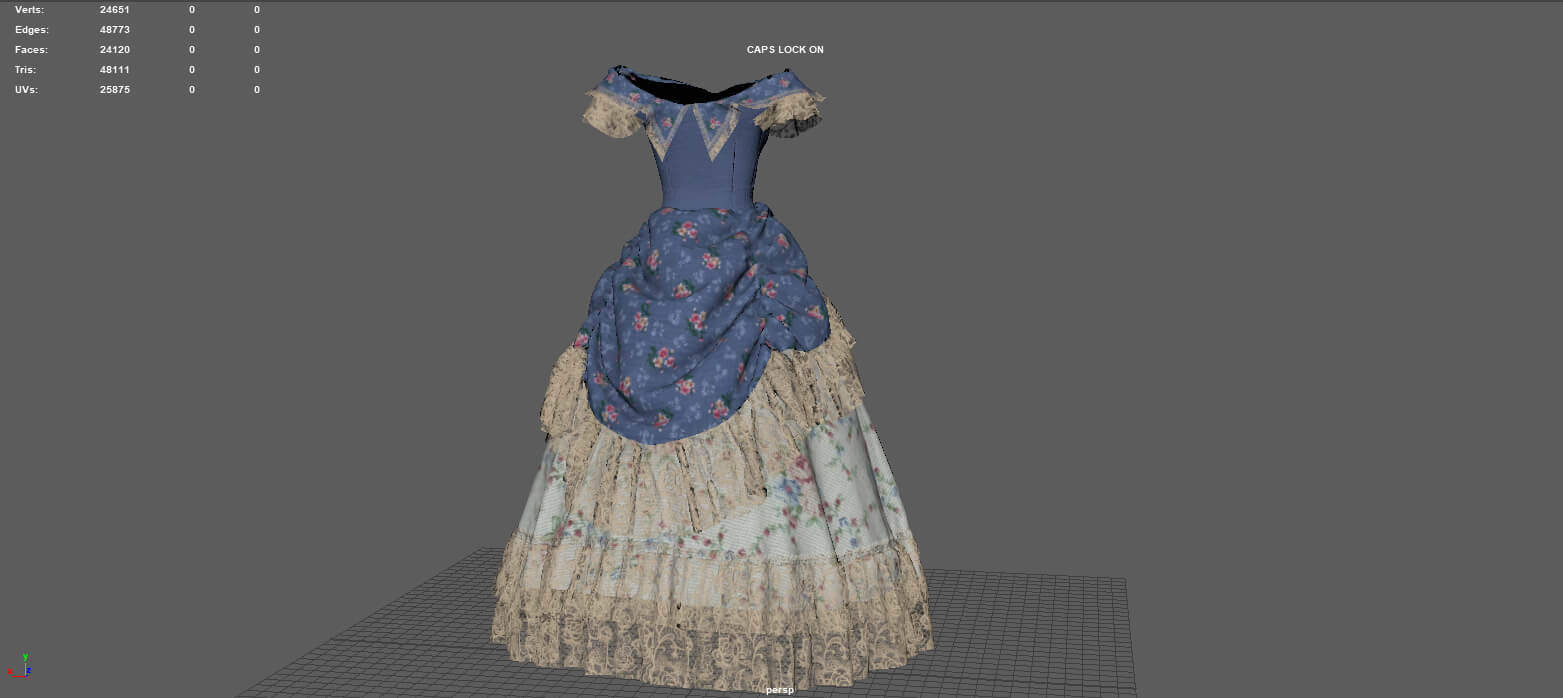 Rococo Era Dress - 3D Model by alenfsl