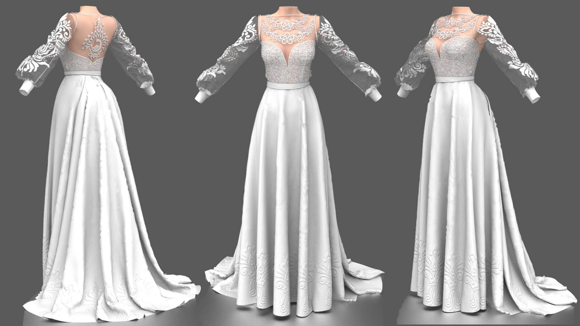 Wedding Dress - 3D Model by alenfsl