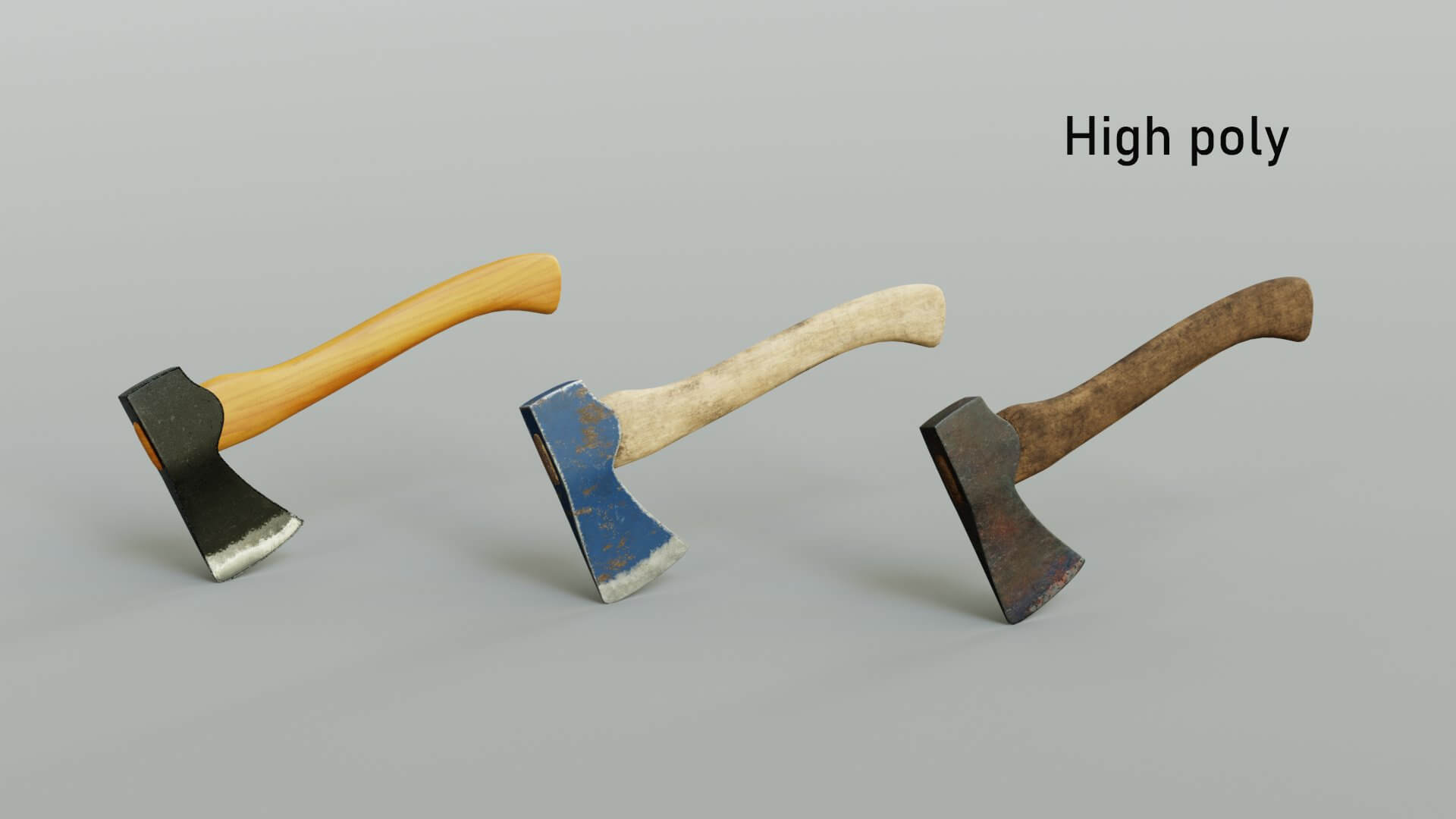 3 Modern Realistic Axes - 3D Model by AleoPix