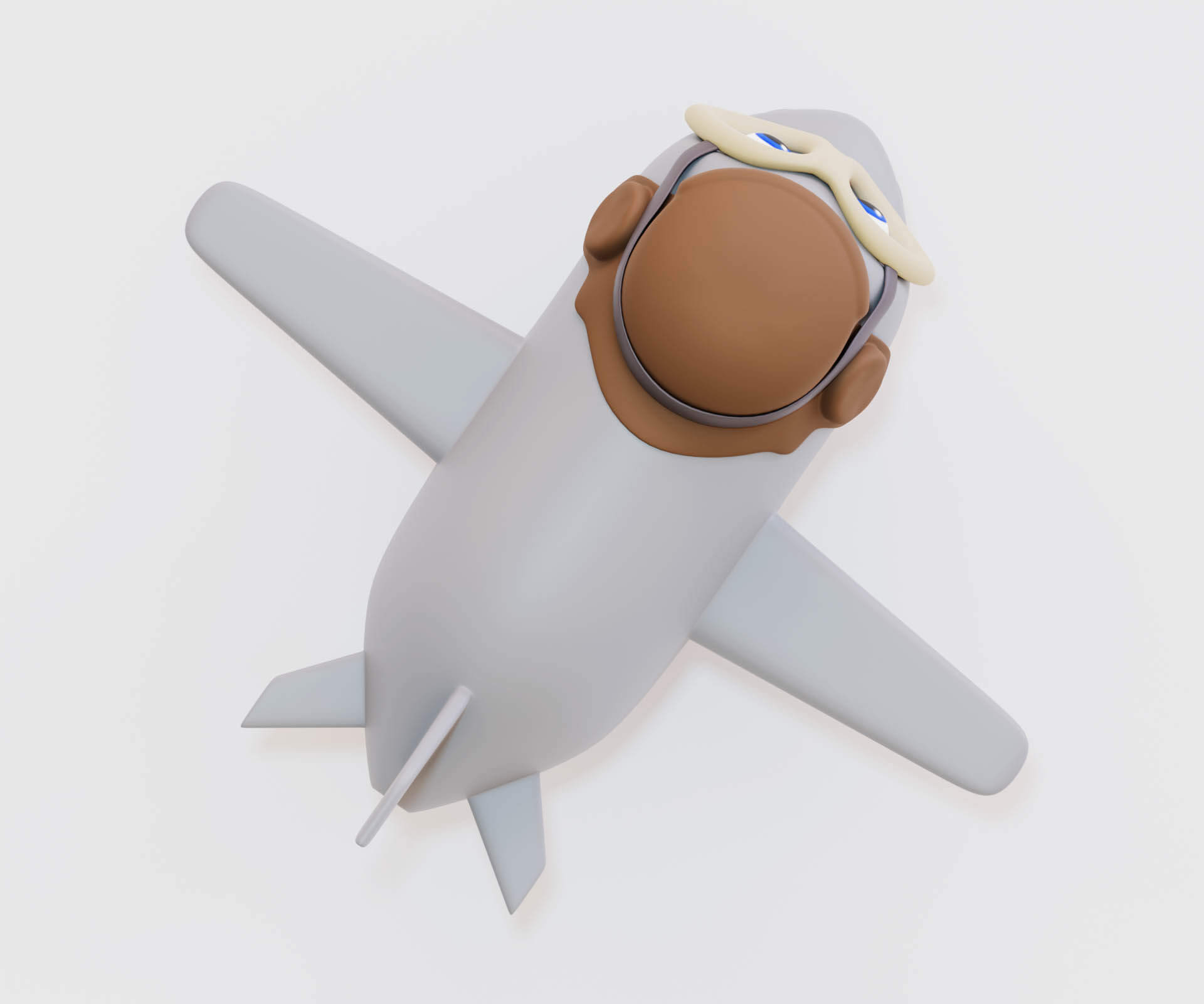 Cartoon Airplane With Eyes - 3D Model by AleoPix