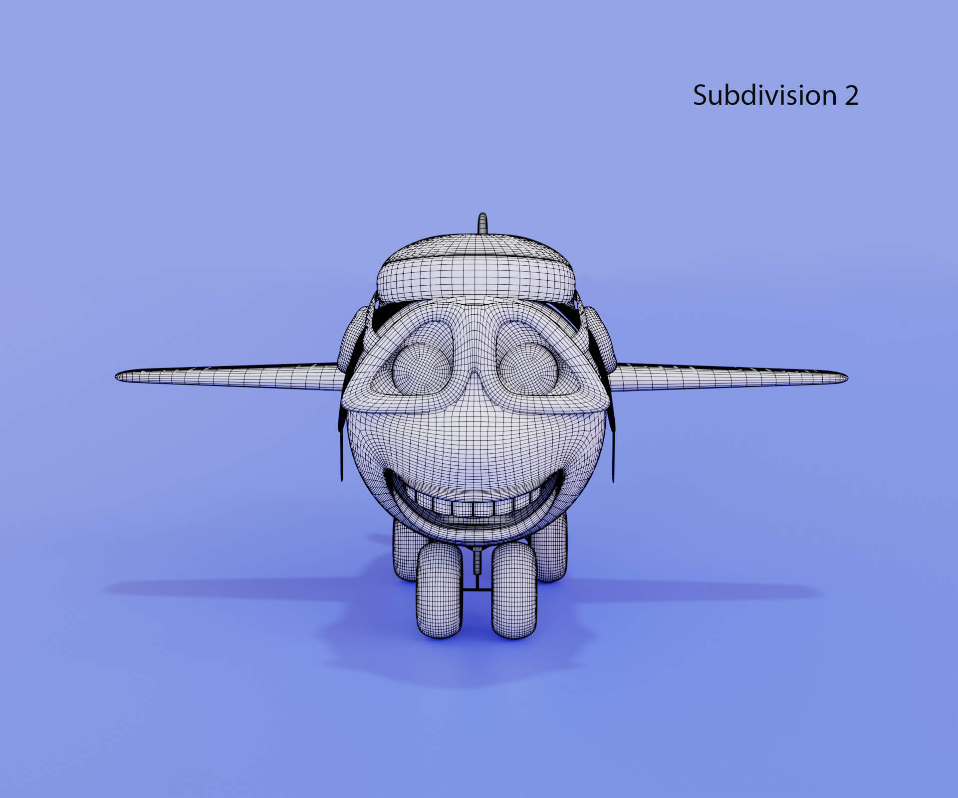 Cartoon Airplane With Eyes - 3D Model by AleoPix