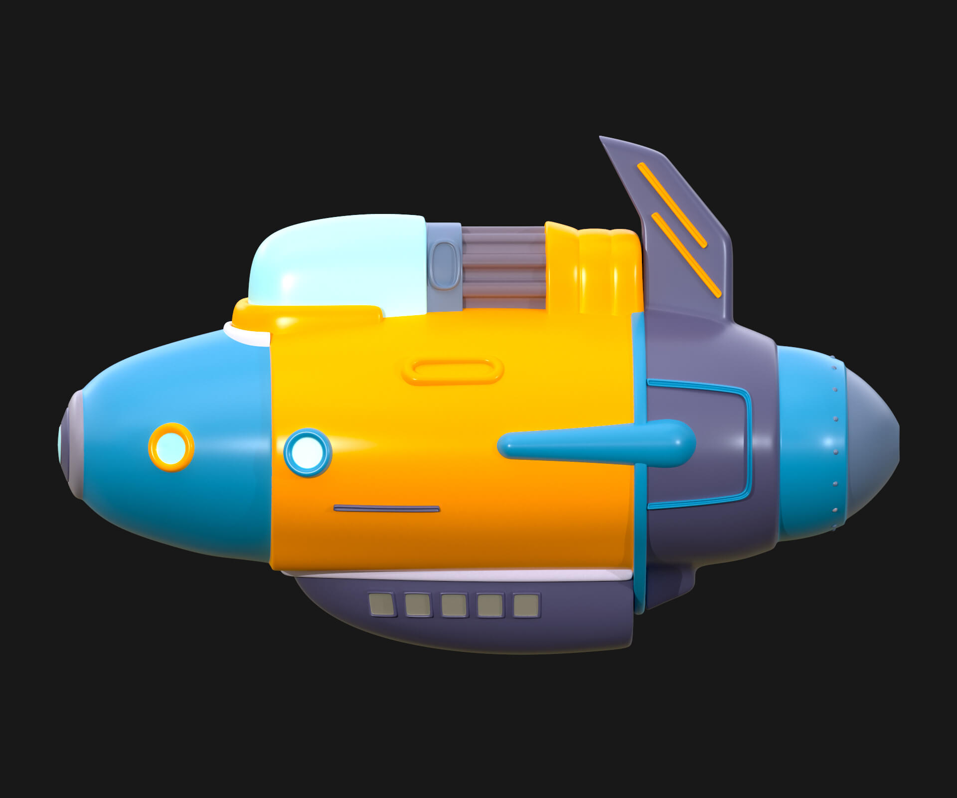 Cartoon Spaceship - 3D Model by AleoPix