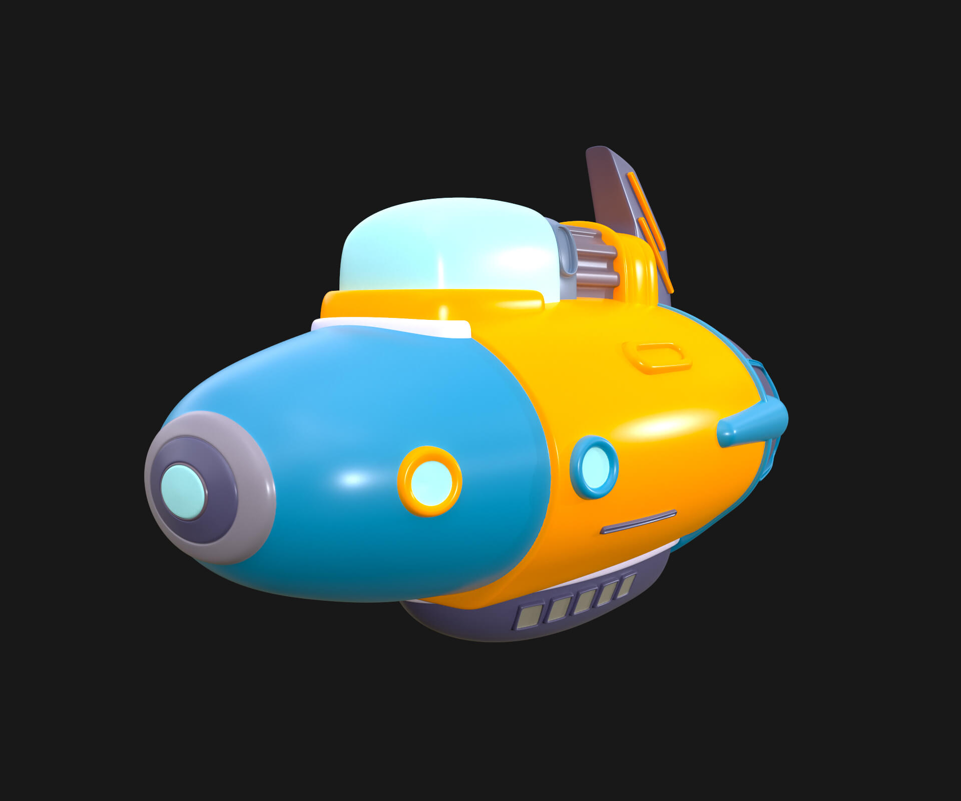 Cartoon Spaceship - 3D Model by AleoPix