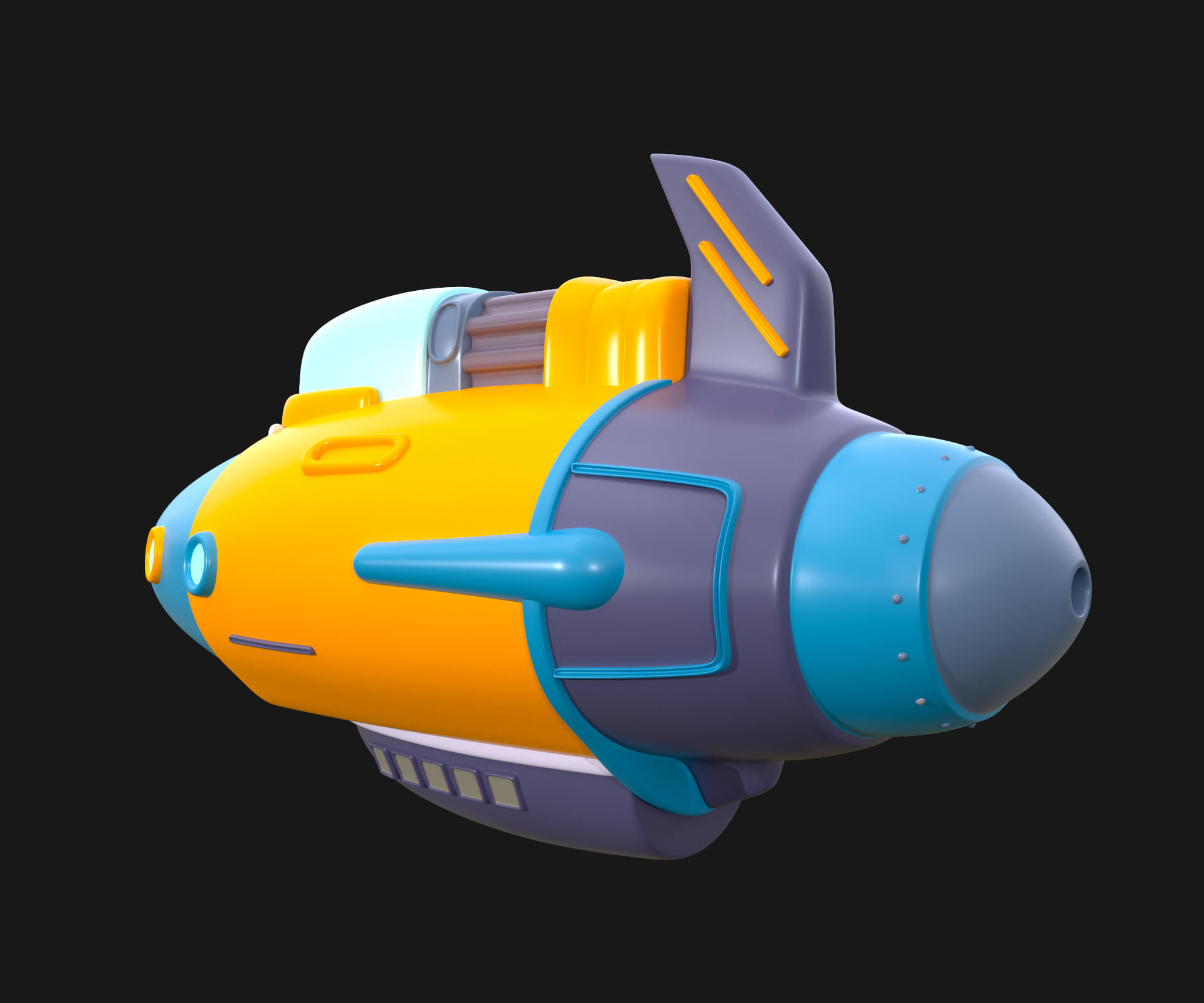 Cartoon Spaceship - 3D Model by AleoPix