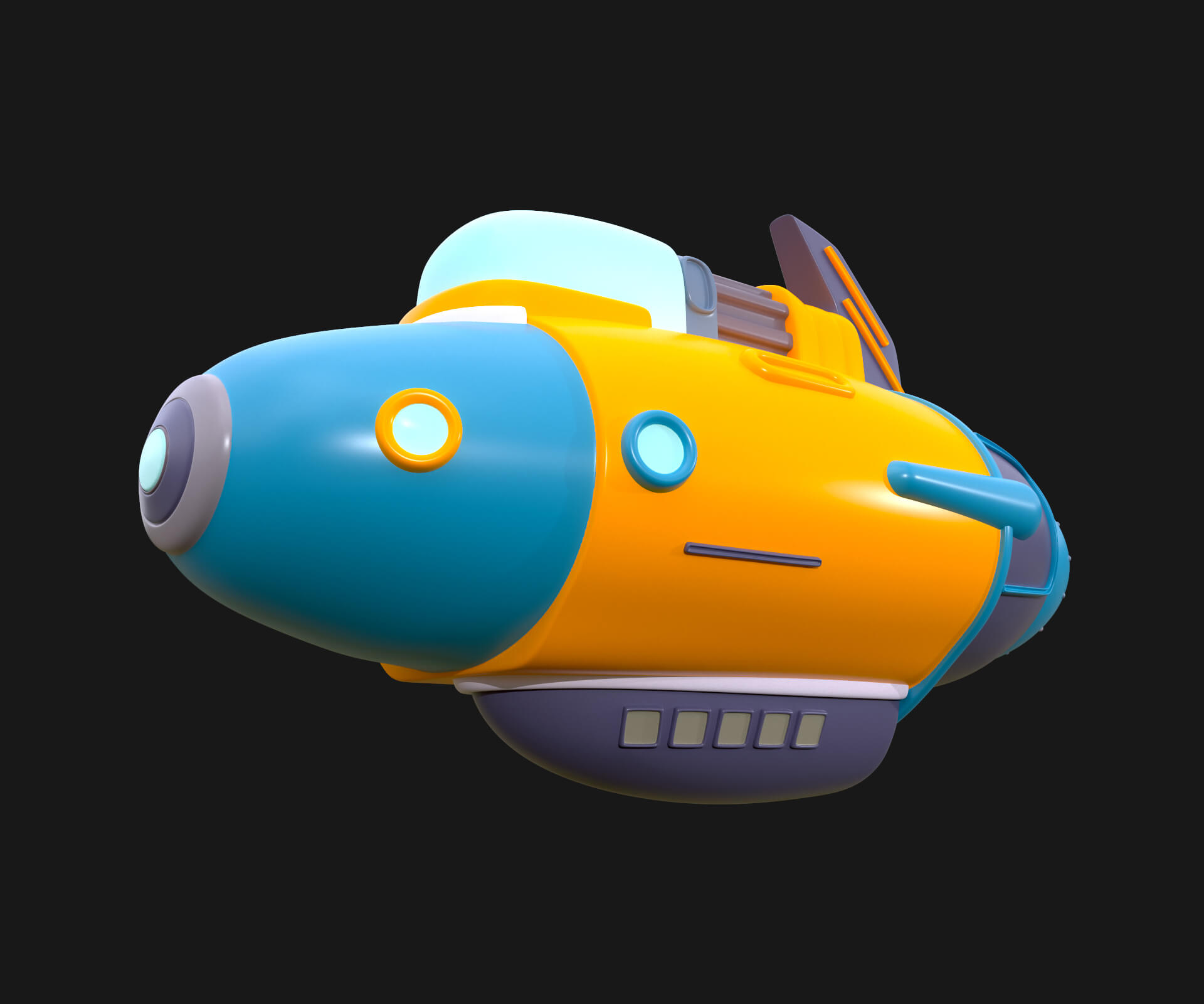 Cartoon Spaceship - 3D Model by AleoPix