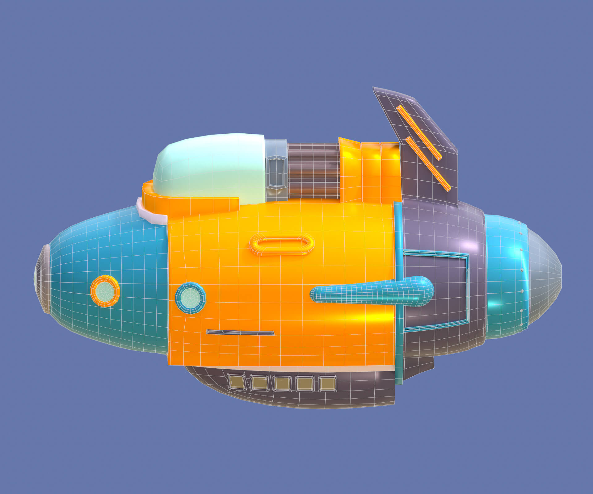 Cartoon Spaceship - 3D Model by AleoPix